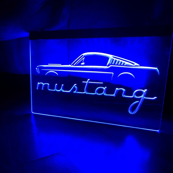 Other | Ford Mustang Led Neon Blue Light Sign 8x12 | Poshmark